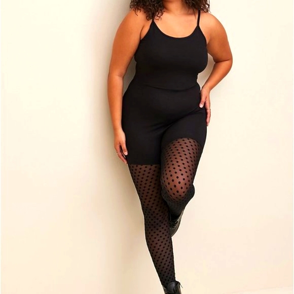 torrid | Pants & Jumpsuits | Nwt Torrid Catsuit Polka Dot Mesh Full ...